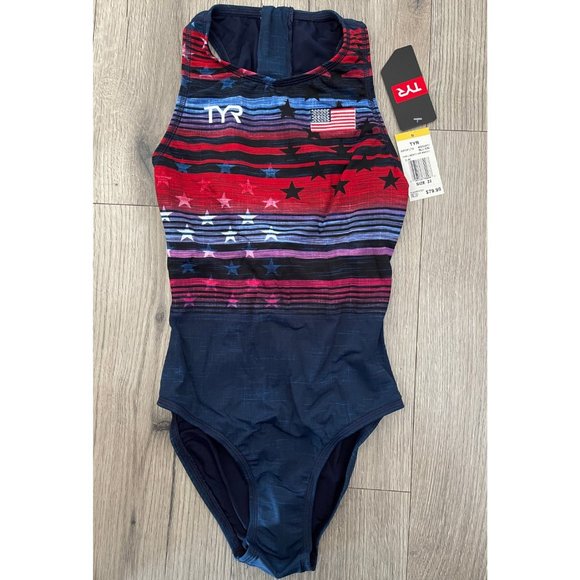 TYR | Swim | Tyr Team Usa Water Polo Womens Breakaway Suit Zipper Piece Swimsuit Liberty 34 ...